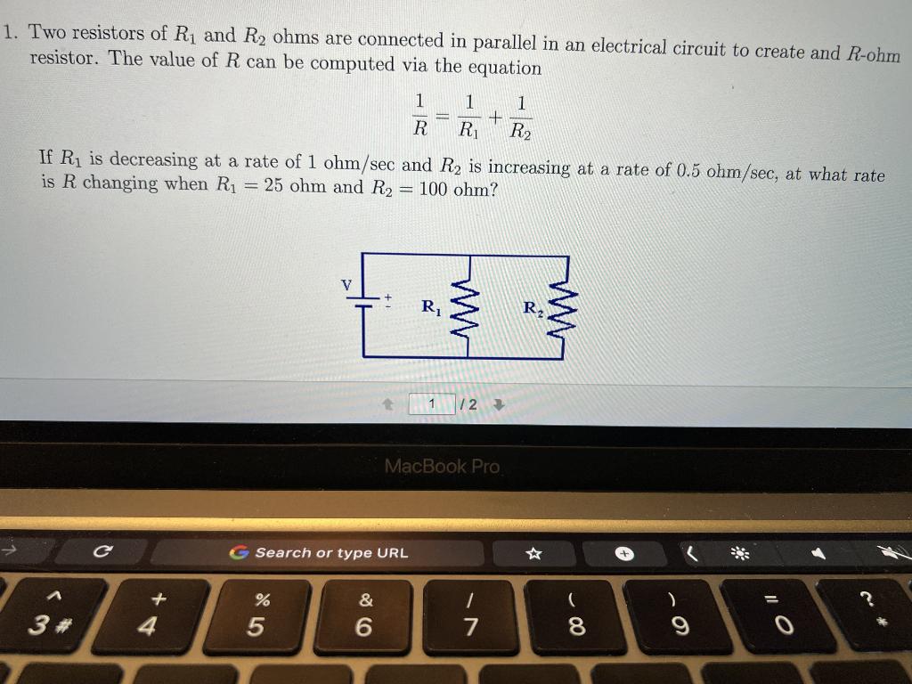 Solved 1. Two resistors of R1 and R2 ohms are connected in | Chegg.com