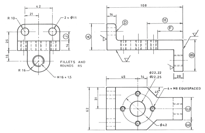 Solved 108 sz +91- FILLETS AND ROUNDS R5 VES R 16 22.22 | Chegg.com