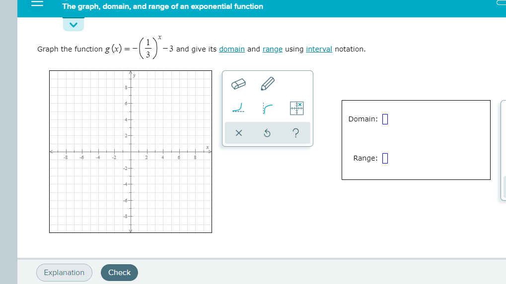 Solved The graph, domain, and range of an exponential | Chegg.com