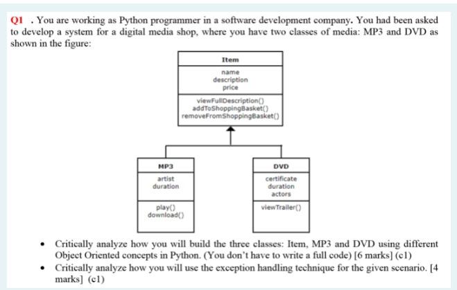 Solved Q1 . You are working as Python programmer in a | Chegg.com