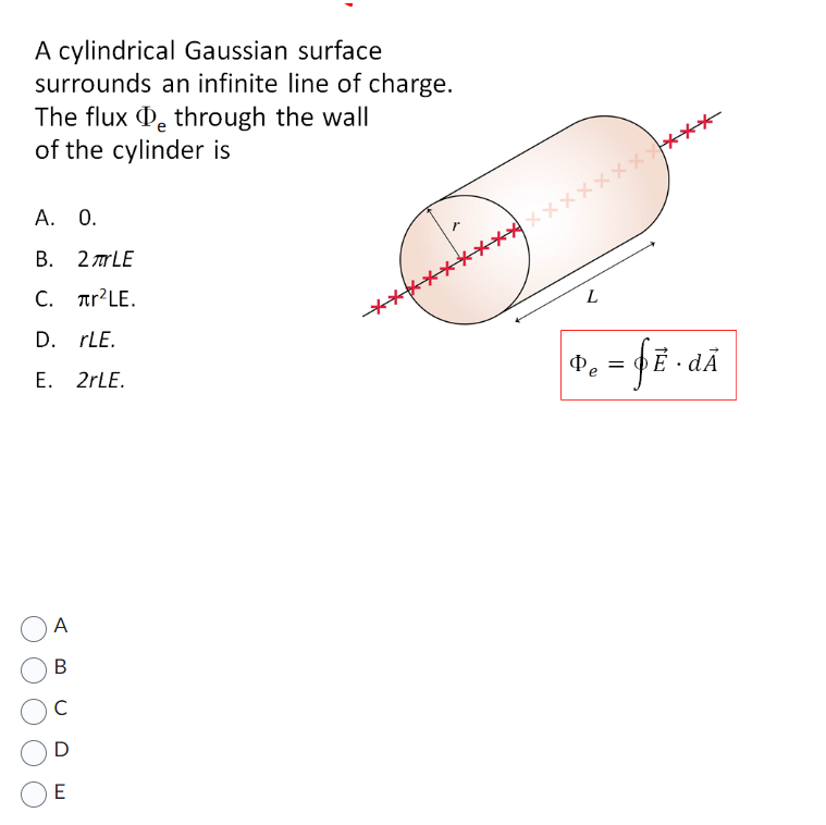 Solved A cylindrical Gaussian surface surrounds an infinite | Chegg.com
