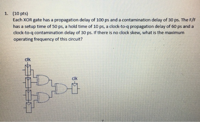 Solved 1. (10 pts) Each XOR gate has a propagation delay of | Chegg.com
