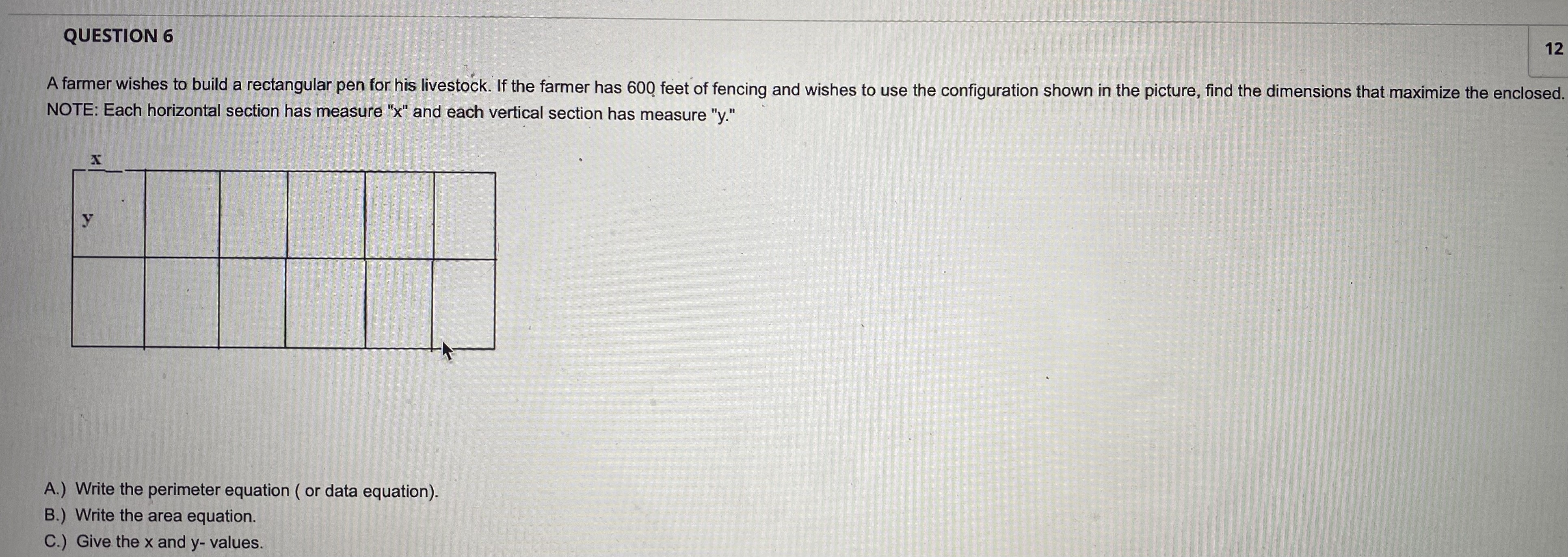 Solved NOTE: Each horizontal section has measure " x " and | Chegg.com