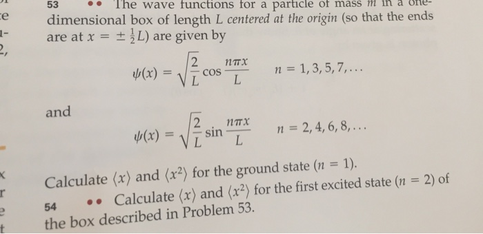 Solved 53 The wave functions for a particle of mass m in a | Chegg.com