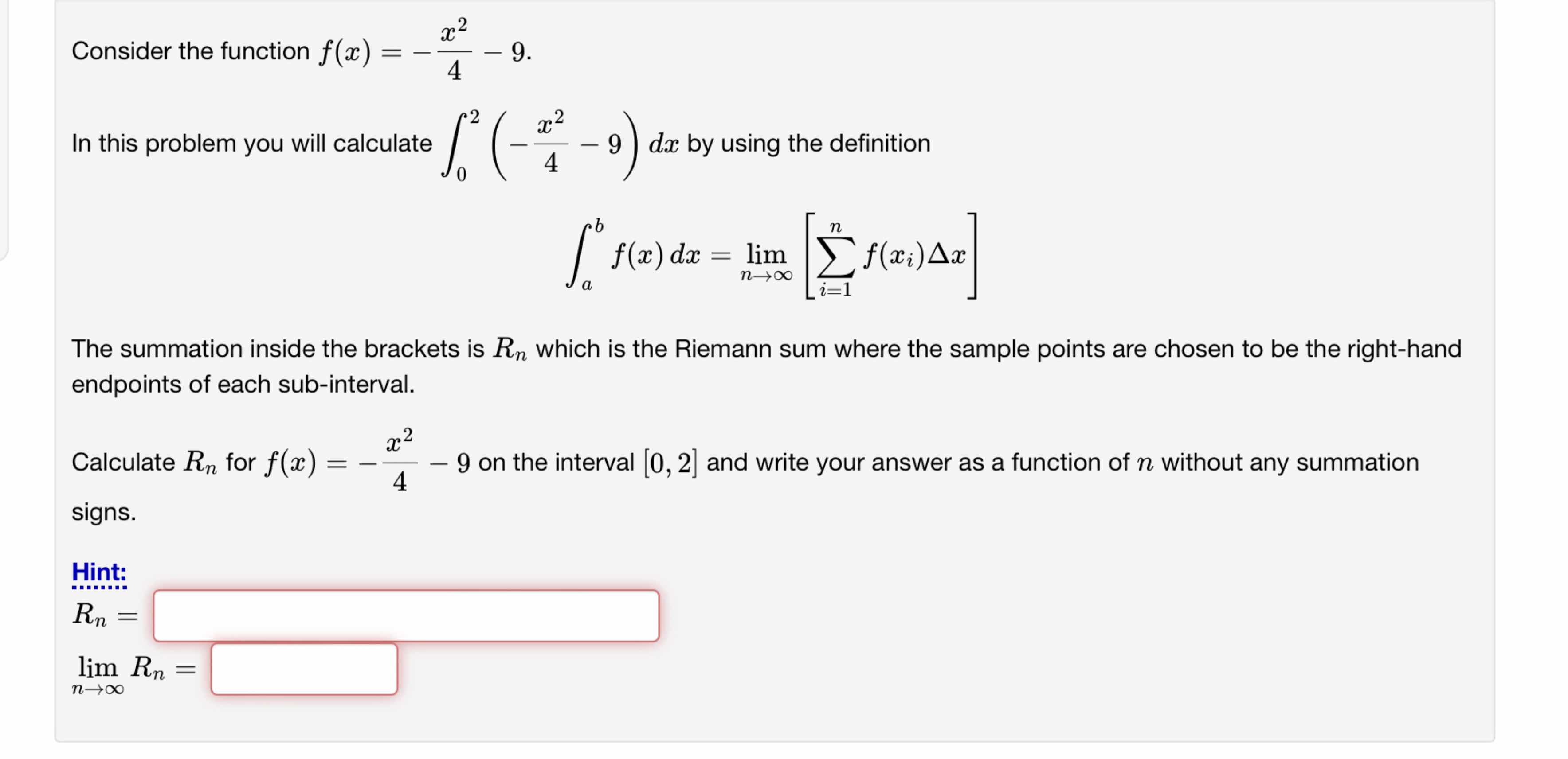 Solved Consider the function f(x)=-x24-9In this problem you | Chegg.com