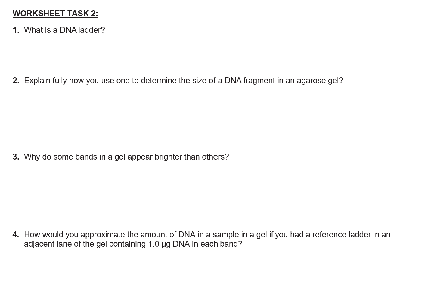 Solved WORKSHEET TASK 2: 1. What is a DNA ladder? 2. Explain | Chegg.com
