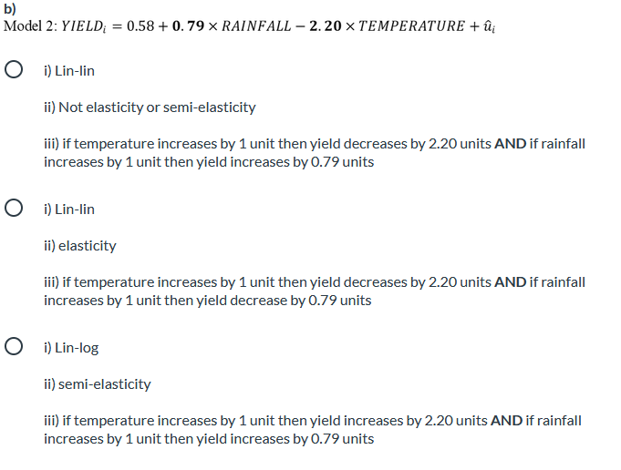 Solved For each of the models below, provide: 1) The | Chegg.com