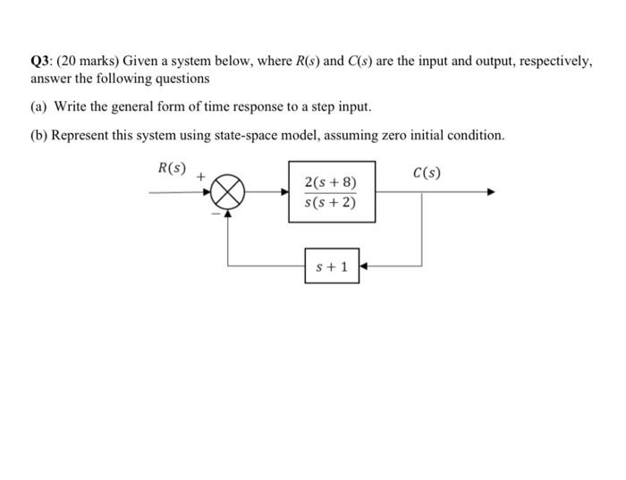 Solved Q3: (20 marks) Given a system below, where R(s) and | Chegg.com