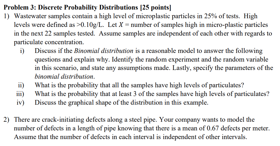 Solved Problem 3: Discrete Probability Distributions [25 | Chegg.com