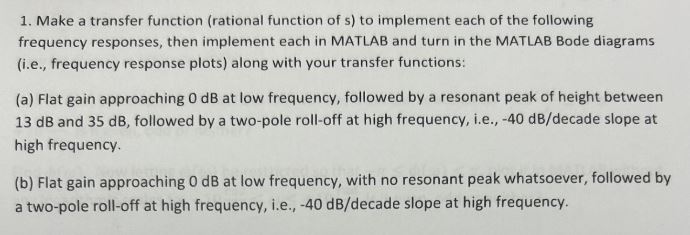 Solved 1. Make a transfer function (rational function of s ) | Chegg.com