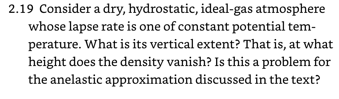 Solved 2.19 Consider a dry, hydrostatic, ideal-gas | Chegg.com