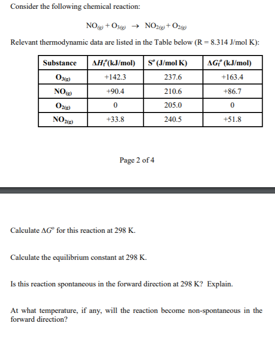 Solved Consider the following chemical reaction: NO(g) +O3g) | Chegg.com