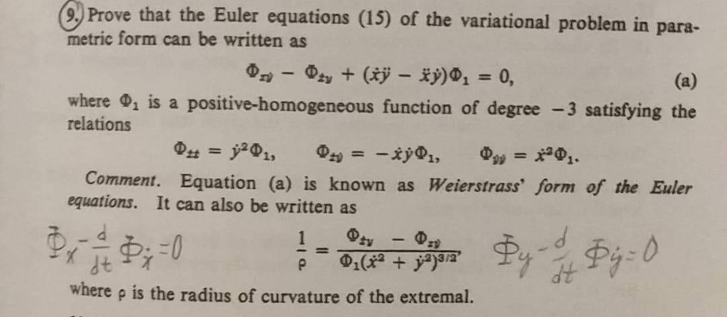 Solved Prove that the Euler equations (15) of the | Chegg.com