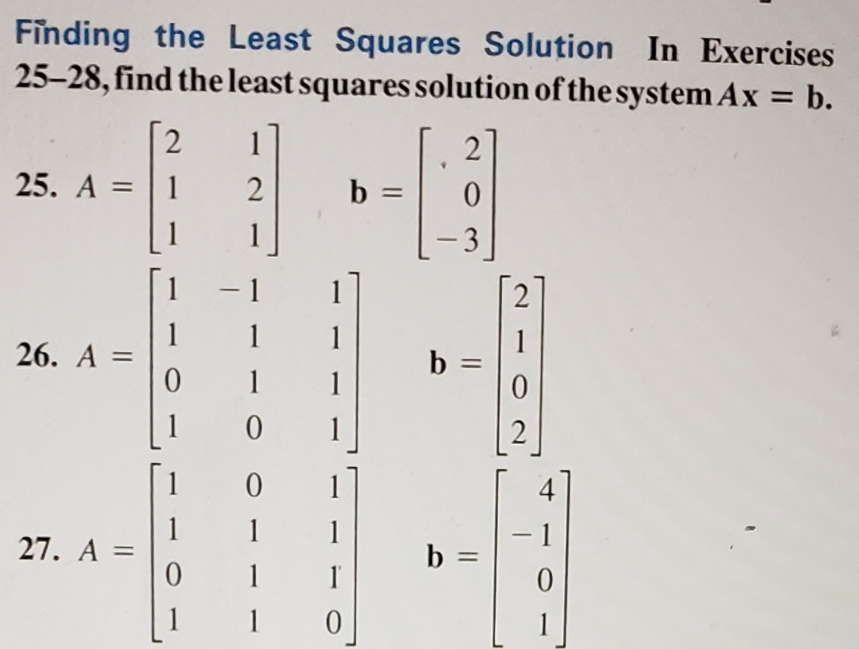Solved Finding the Least Squares Solution In Exercises | Chegg.com