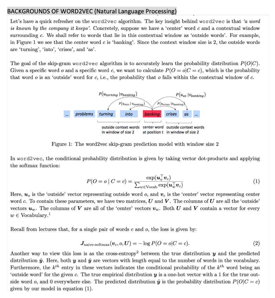 BACKGROUNDS OF WORD2VEC (Natural Language Processing) | Chegg.com