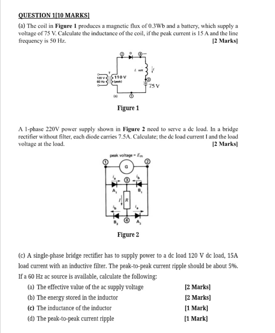 Solved QUESTION 1/10 MARKS] (a) The coil in Figure 1 | Chegg.com