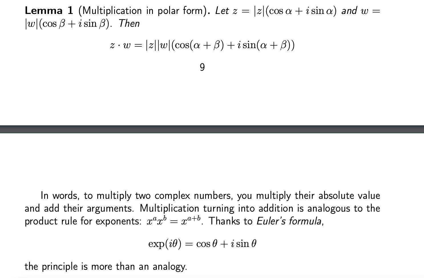 Solved Lemma 1 (Multiplication in polar form). Let z = | Chegg.com