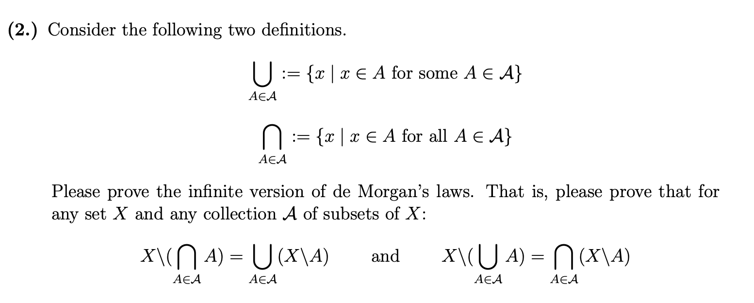 Solved (2.) Consider the following two definitions. | Chegg.com