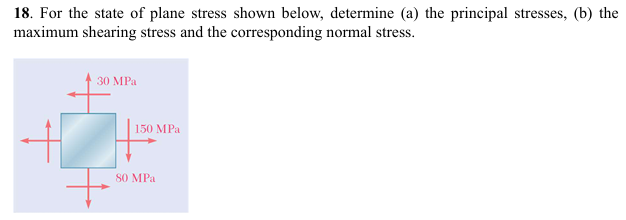 Solved For the state of plane stress shown below, determine | Chegg.com