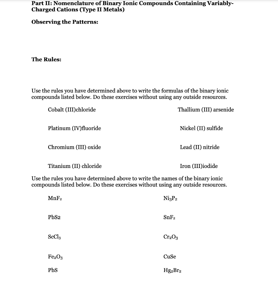 Solved Naming Ionic and Covalent Compounds: A Guided Inquiry | Chegg.com