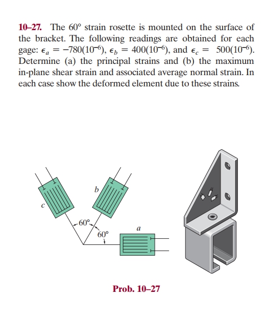 Solved 10-27. The 60∘ strain rosette is mounted on the | Chegg.com