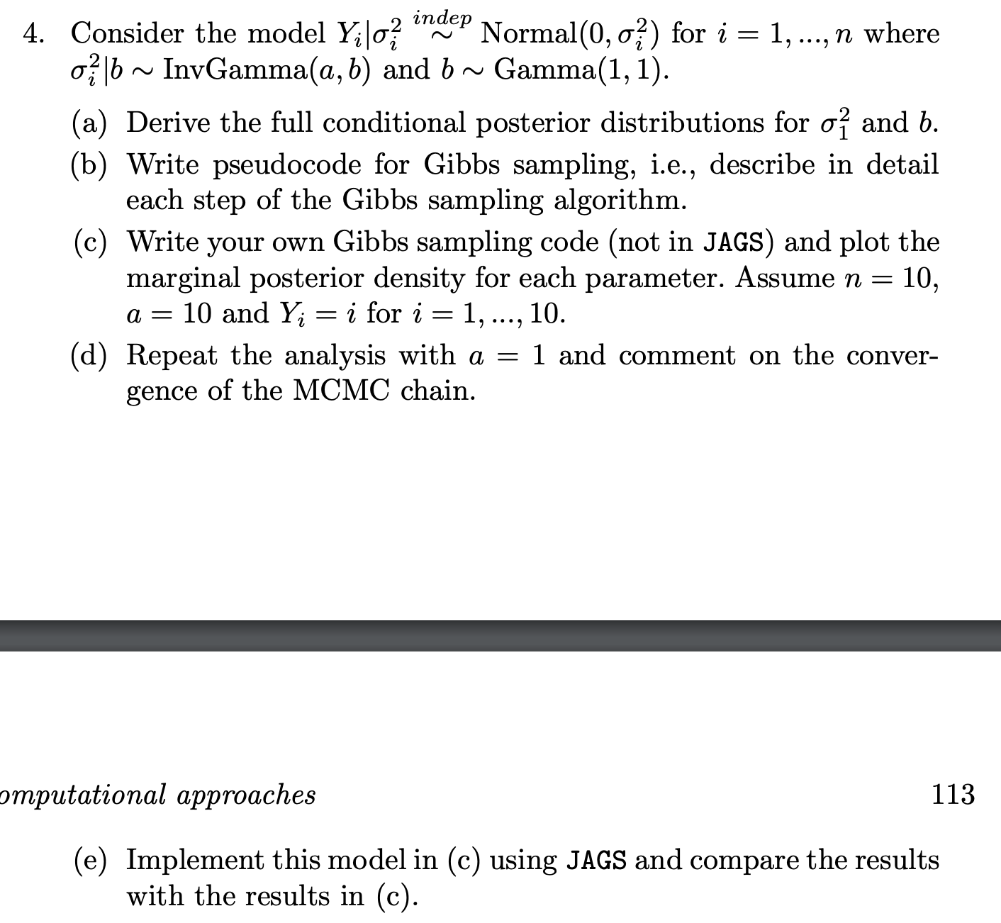 Solved 4. Consider the model Yi∣σi2iindepNormal(0,σi2) for | Chegg.com