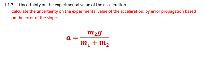 Solved 1.1.7. Uncertainty on the experimental value of the | Chegg.com