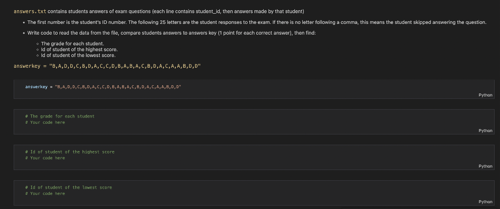 Solved answers. txt contains students answers of exam | Chegg.com