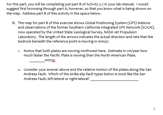 Solved For this part, you will be completing just part B of | Chegg.com