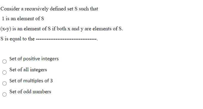 Solved Consider a recursively defined set S such that 1 is | Chegg.com