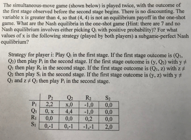 Solved The simultaneous-move game (shown below) is played | Chegg.com