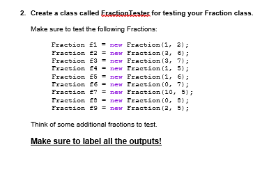 Solved Fraction Arithmetic Lab 1. Create a class called | Chegg.com