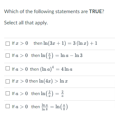Solved Which of the following statements are TRUE?Select all | Chegg.com