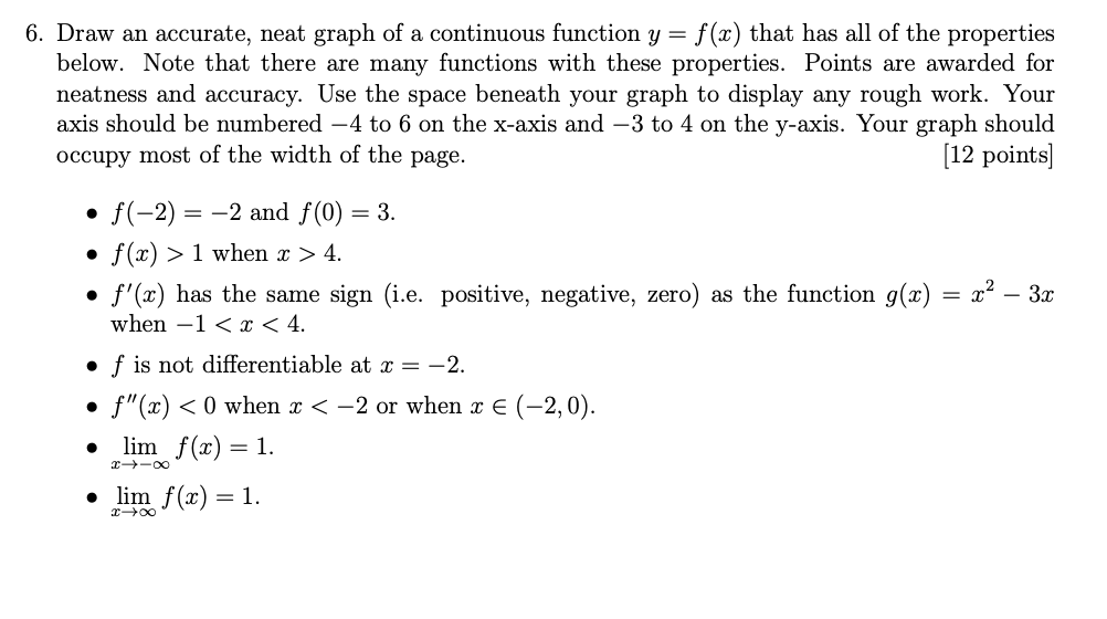 Solved 6. Draw an accurate, neat graph of a continuous | Chegg.com