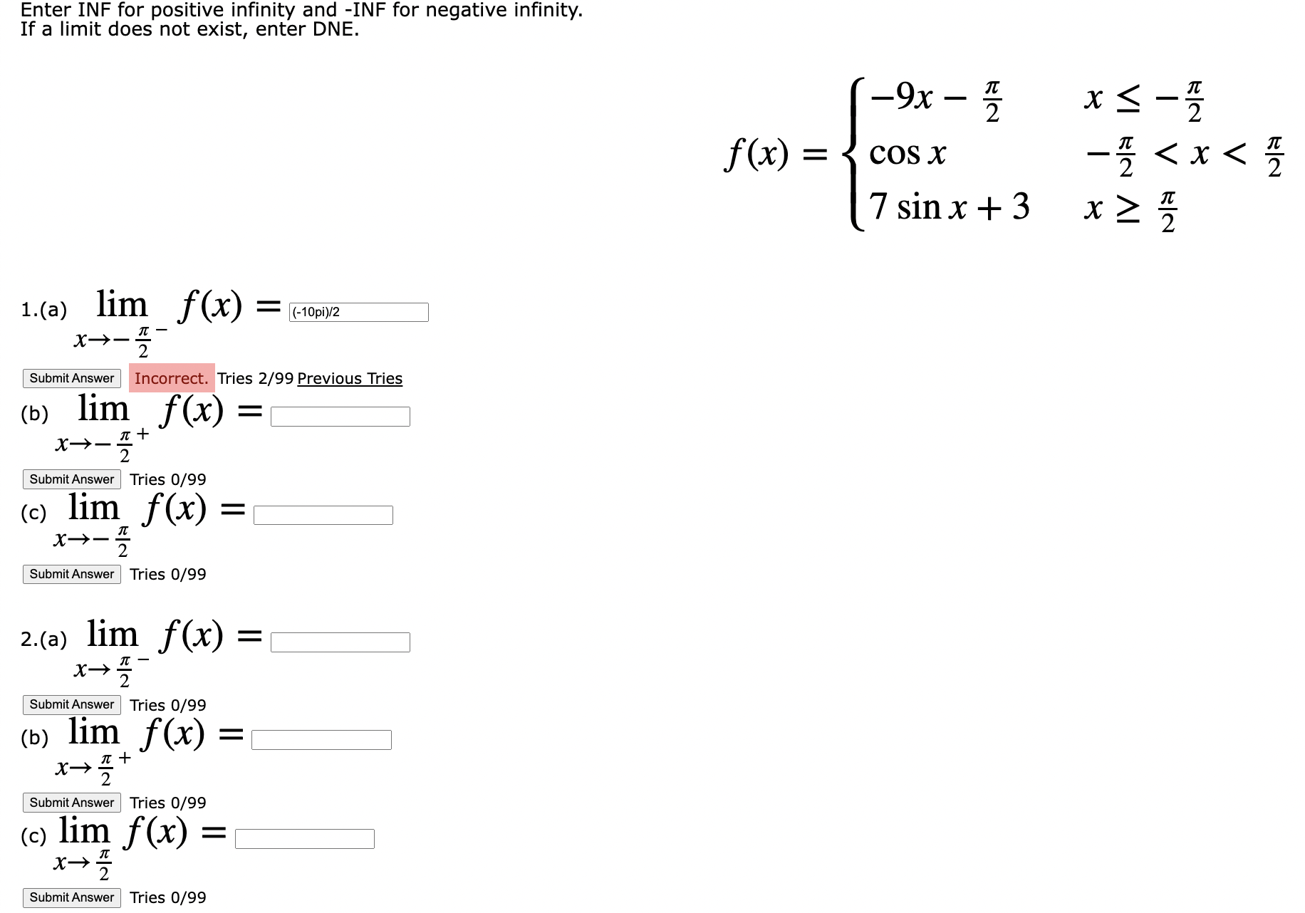 Solved Enter INF for positive infinity and -INF for negative | Chegg.com