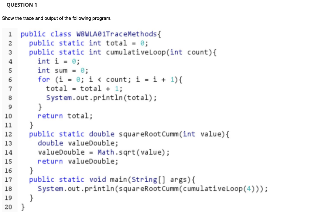 Solved Show the trace and output of the following program. | Chegg.com