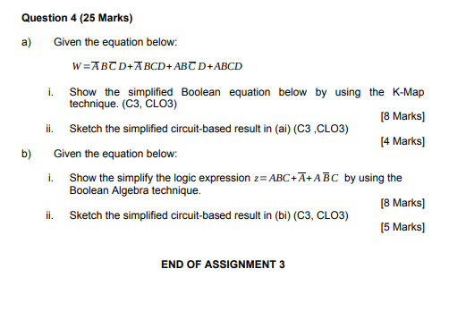 Solved Question 4 (25 Marks) a) Given the equation below: | Chegg.com