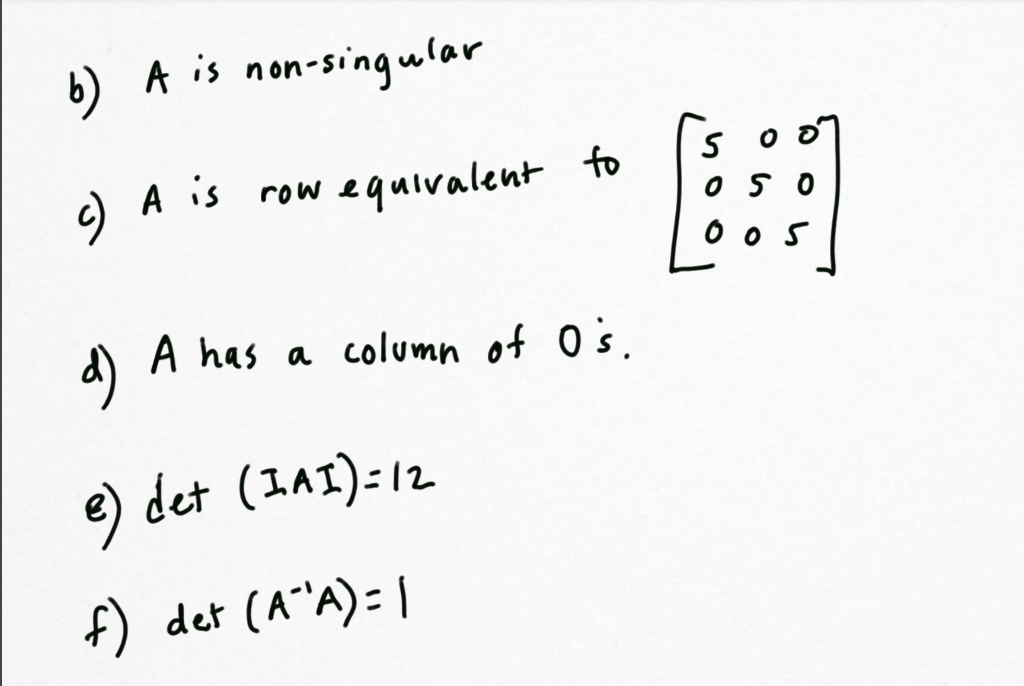 Solved 1 Suppose A Is A 3×3 Matrix Suppose Deta 12 Which