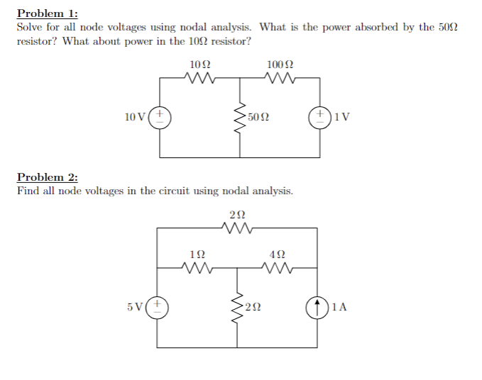 Solved Problem 1:Solve for all node voltages using nodal | Chegg.com
