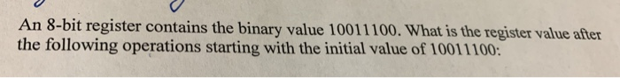 Solved An 8-bit register contains the binary value 10011100. | Chegg.com