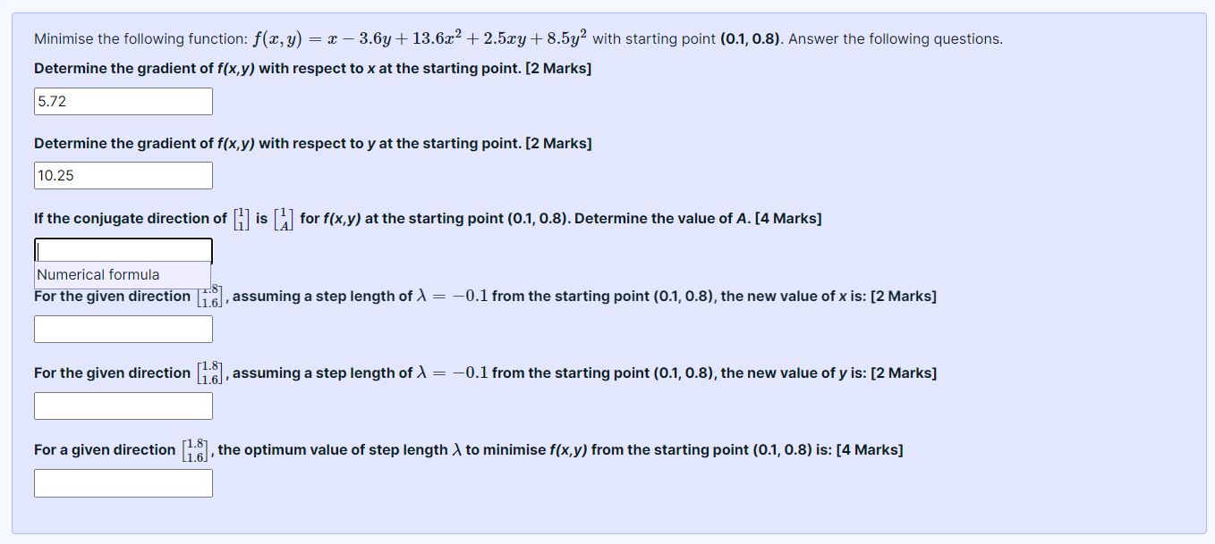 Solved Minimise the following function: | Chegg.com