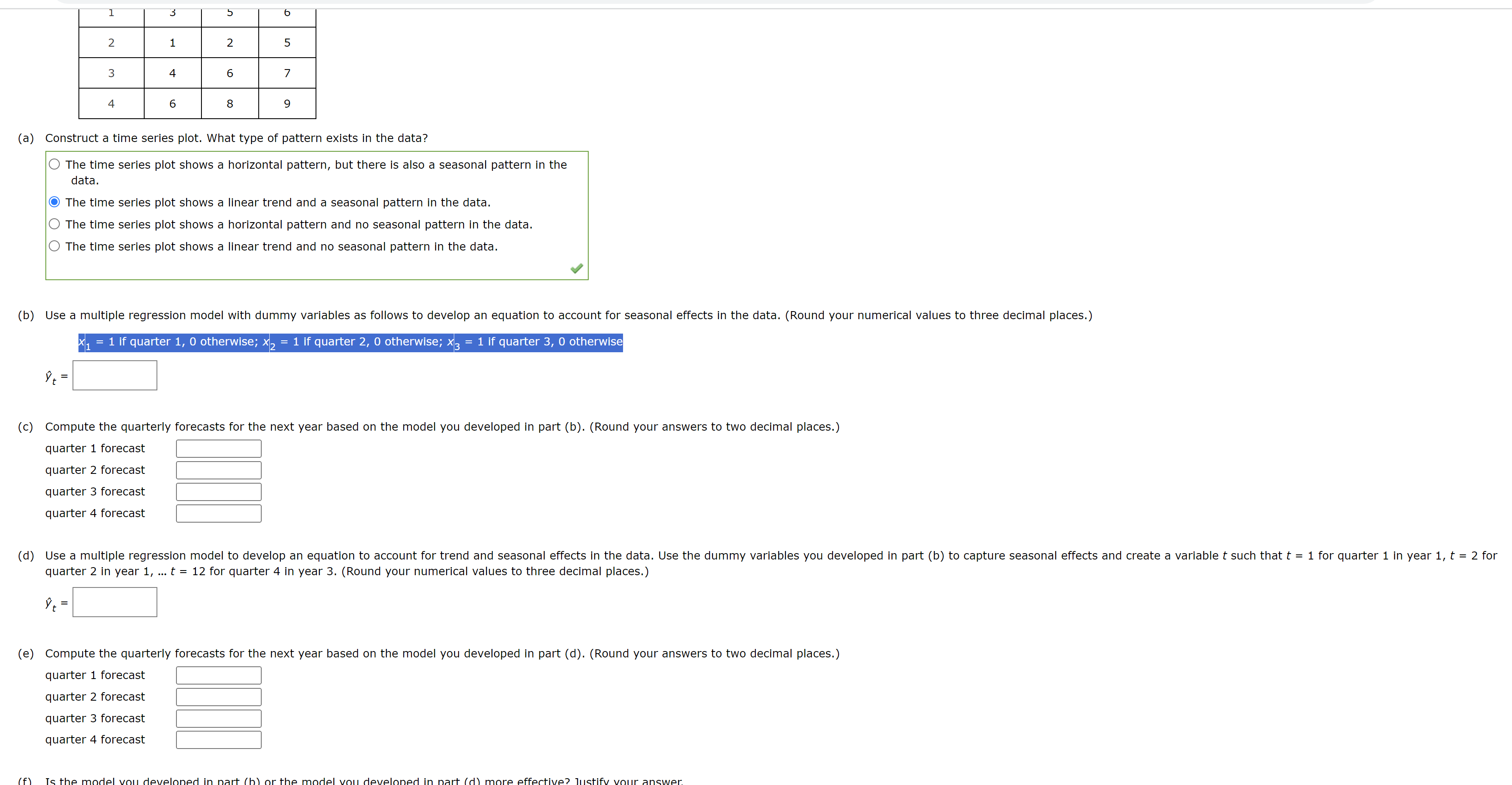 (a) Construct a time series plot. What type of | Chegg.com