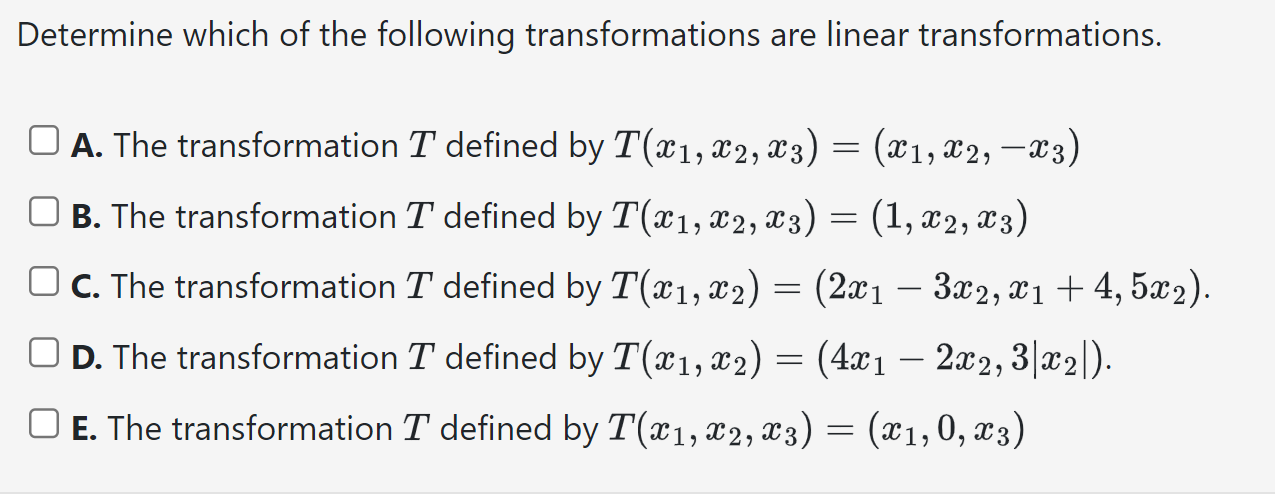 Solved Determine which of the following transformations are | Chegg.com