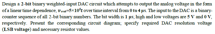 Solved Design a 2-bit binary weighted-input DAC circuit | Chegg.com