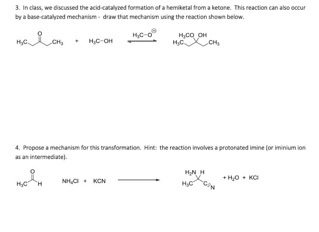 Solved 3. In class, we discussed the acid-catalyzed | Chegg.com