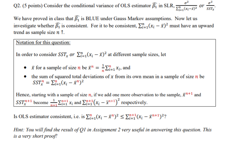 Solved 92 or SSTX Q2. (5 points) Consider the conditional | Chegg.com