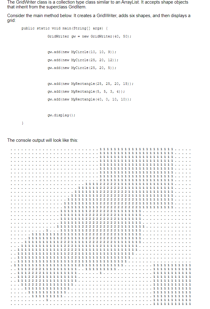 Solved The GridWriter class is a collection type class | Chegg.com
