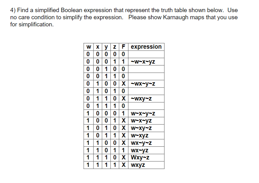 Solved 4 Find A Simplified Boolean Expression That 7152