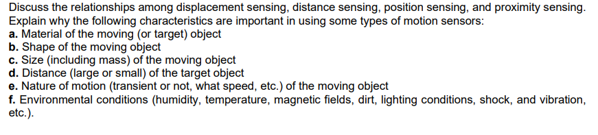 Solved Discuss the relationships among displacement sensing, | Chegg.com