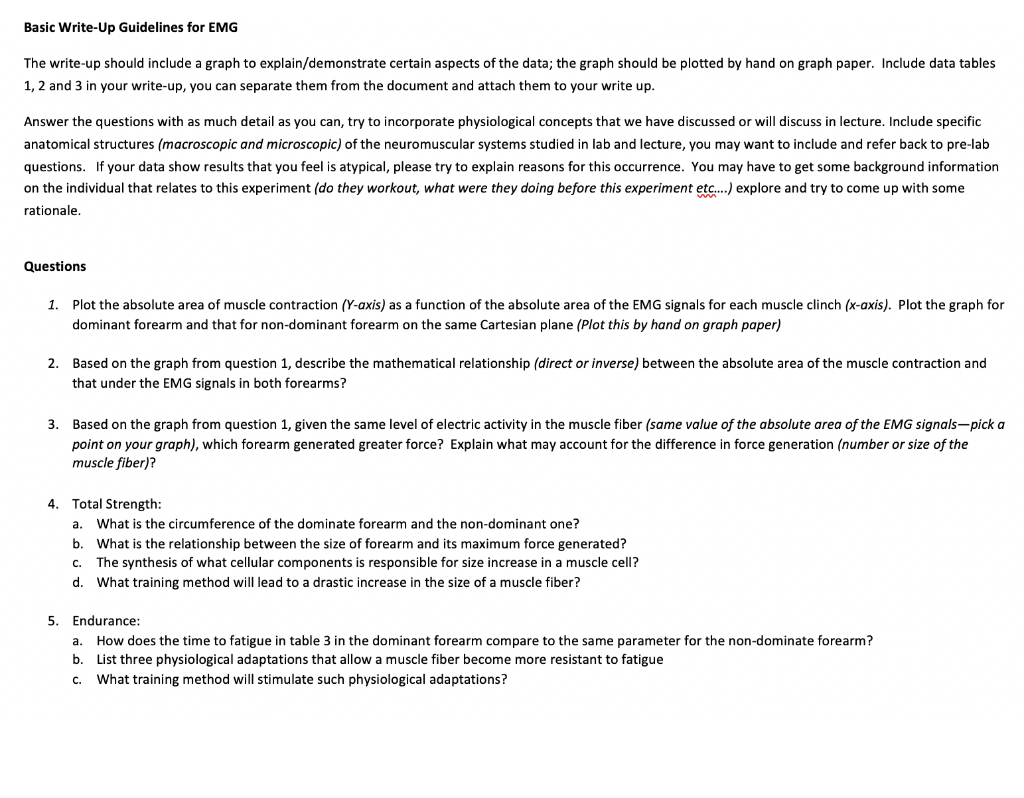 Basic Write-Up Guidelines for EMG The write-up should | Chegg.com